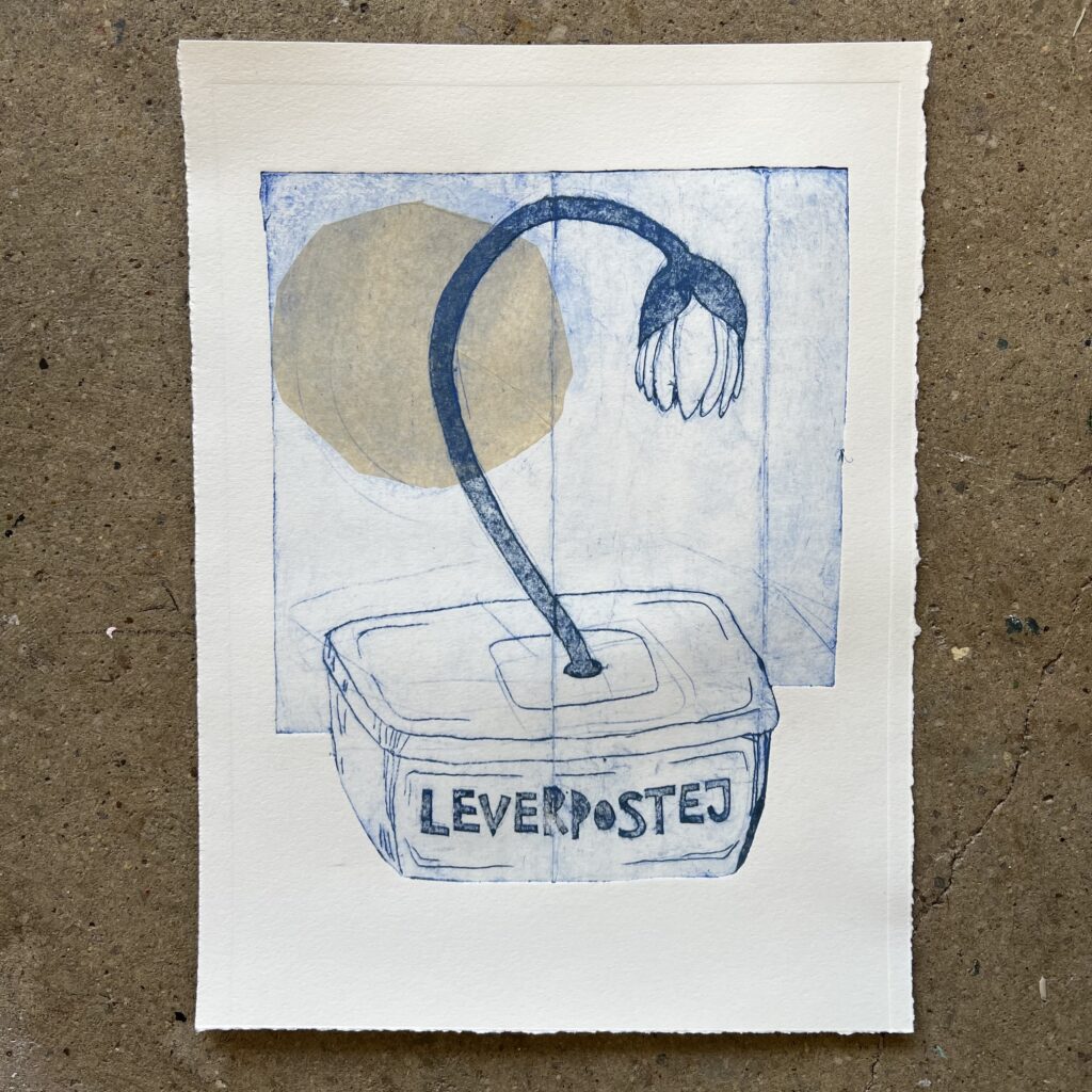 “Leverpostej no. 6”, collografi - zimmerlundkunst.dk